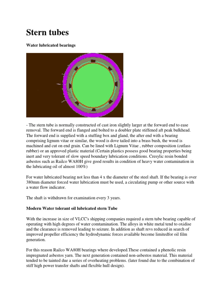 Types and Maintenance of Stern Tube Bearings | PDF | Technology ...