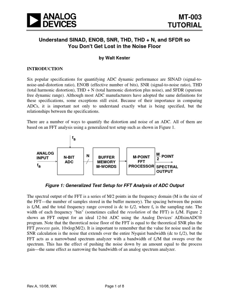 Understand SINAD, ENOB, SNR, THD, THD + N, and SFDR | PDF | Teaching ...