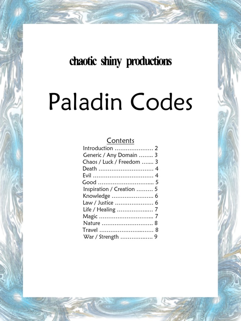 Chaotic Shiny Productions: Paladin Codes | PDF | Magic (Paranormal ...