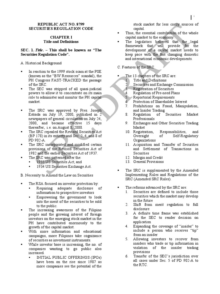 Securities Regulation Code Notes | PDF | Bonds (Finance) | Securities ...
