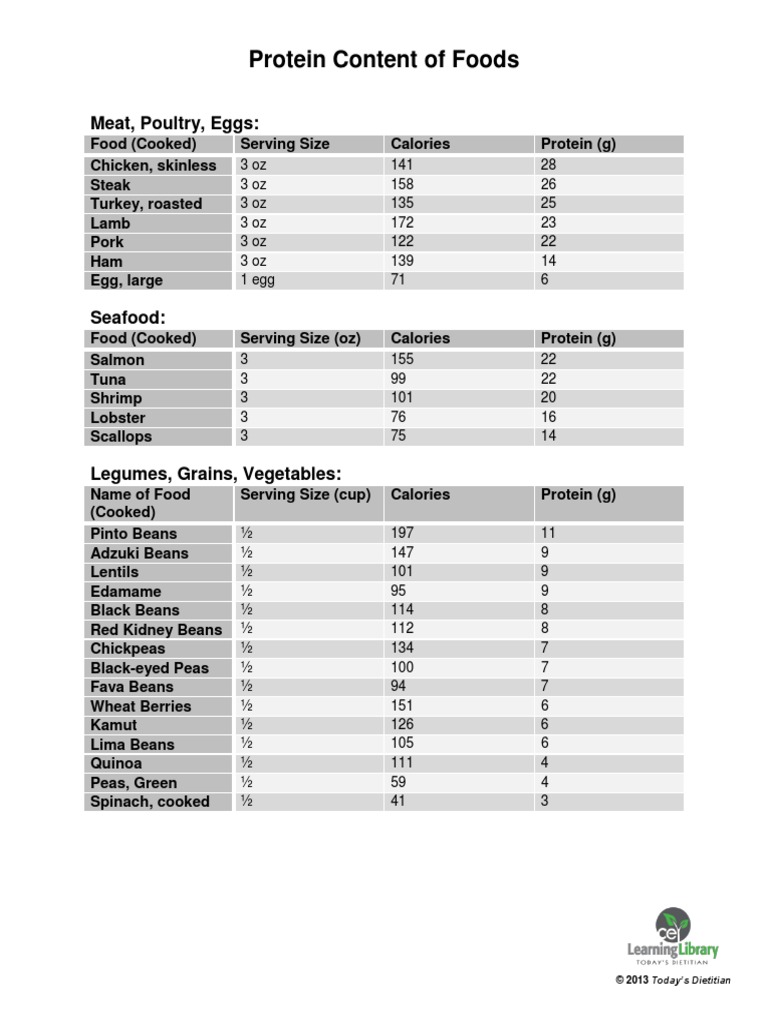 Protein Content of Foods | PDF