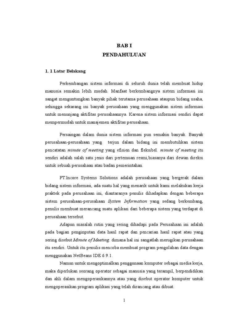 Perancangan Aplikasi Sistem Informasi Minute of Meeting Pada PT. Incore ...