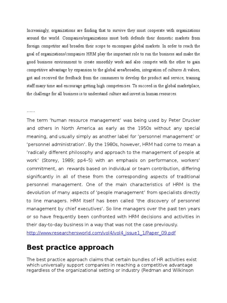 Best Practice Approach | PDF | Strategic Management | Human Resource ...