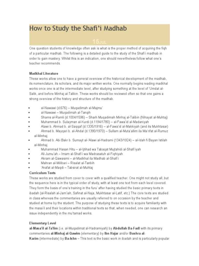 A Comprehensive Guide to Mastering the Shafi'i Madhhab Through ...