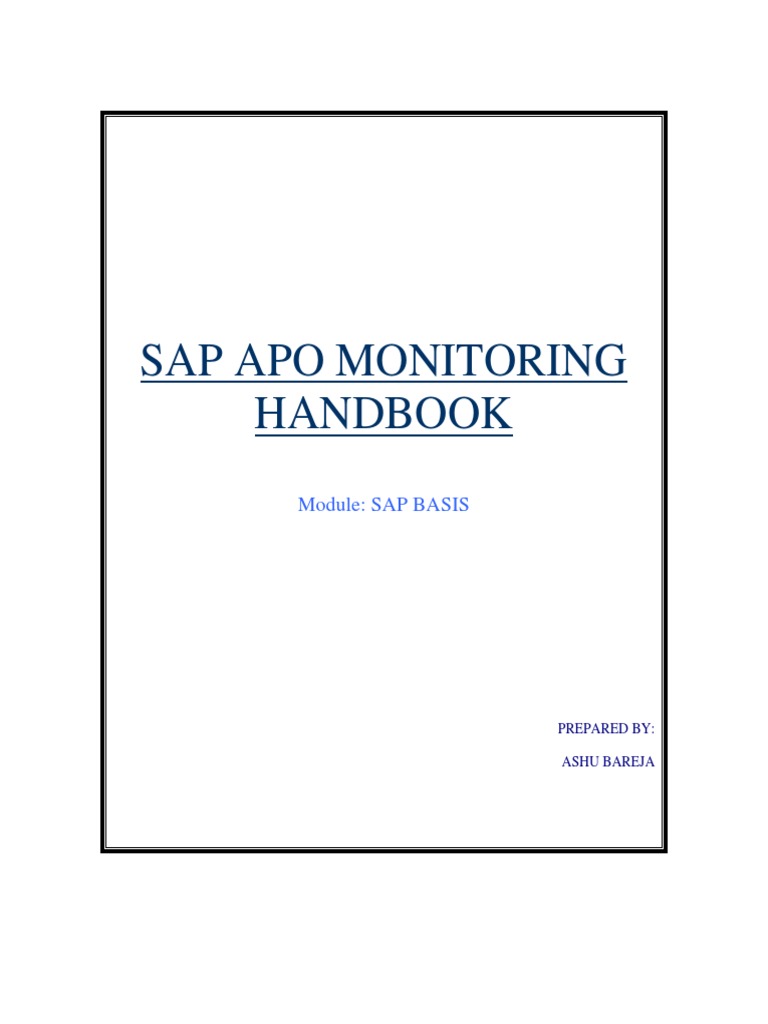 SAP APO Monitoring Guide | PDF | Database Transaction | Databases