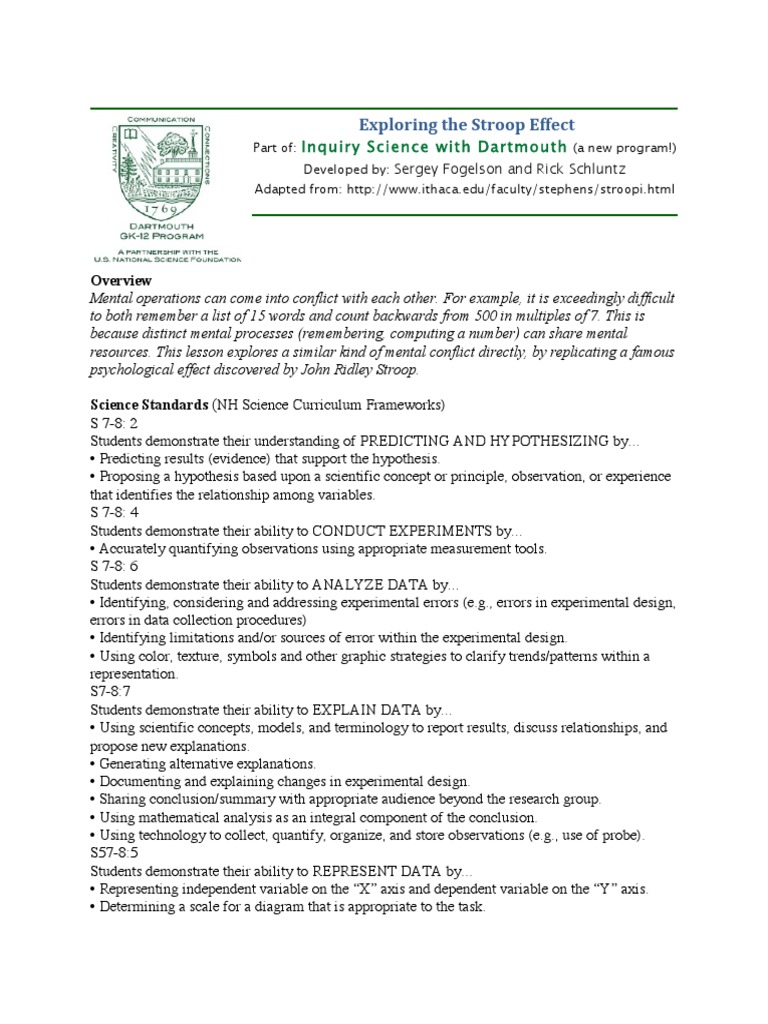 Exploring The Stroop Effect | PDF | Experiment | Design Of Experiments