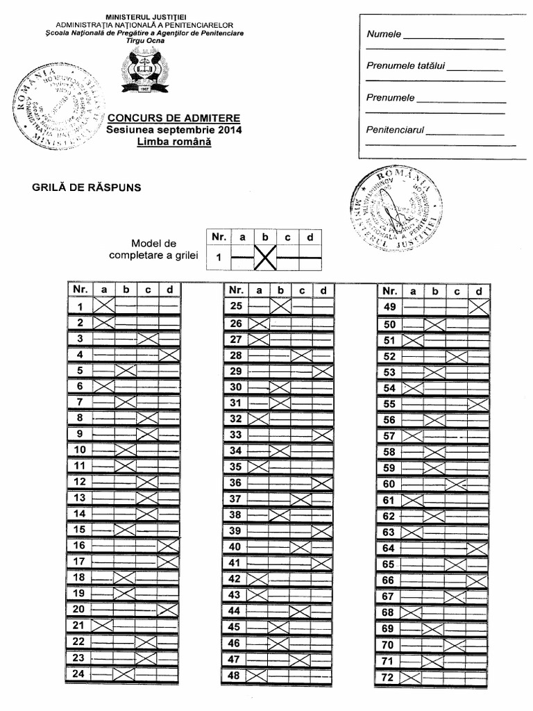 Grila Limba Romana - TG Ocna | PDF