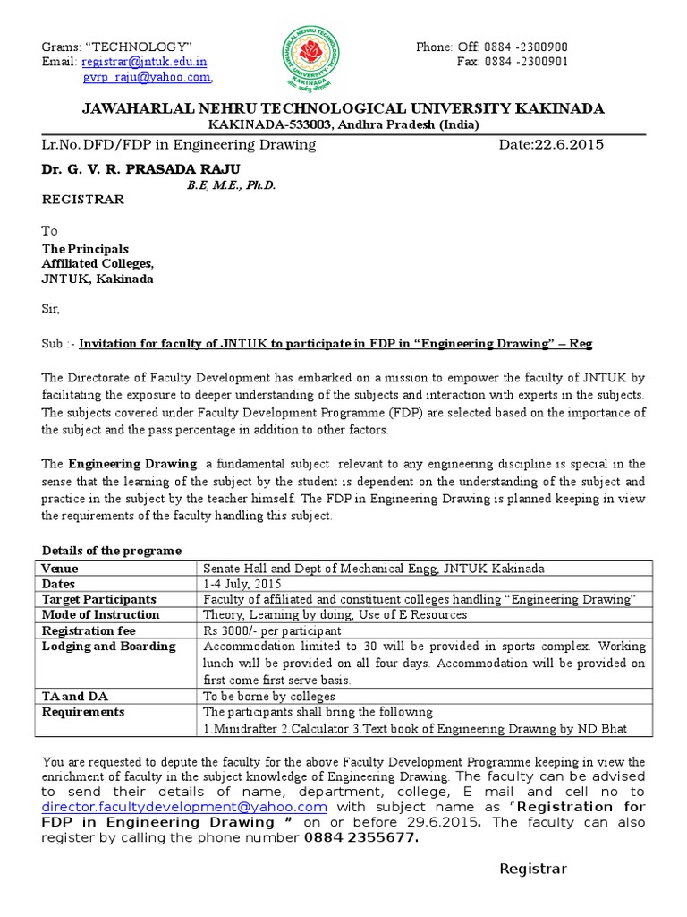 1.invitation For FDP in Engineering Drawing | PDF
