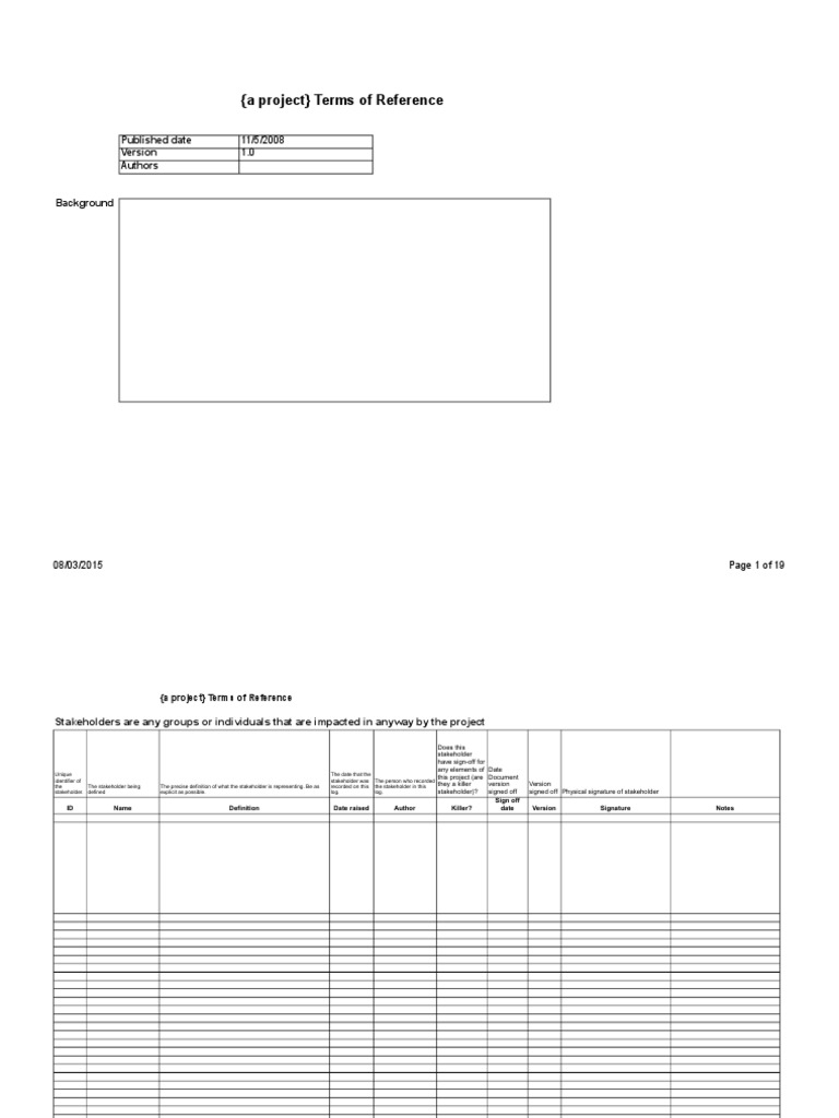 Terms of Reference Template | PDF | Identifier | Nursing