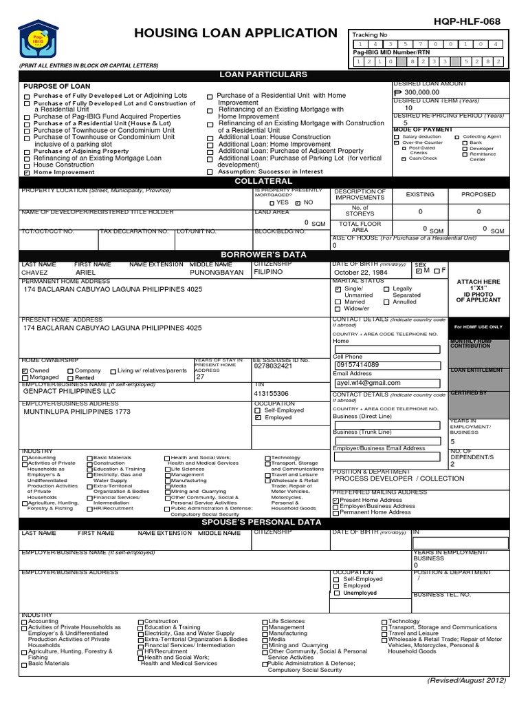 Housing Loan Applicationform | PDF | Loans | Credit (Finance)