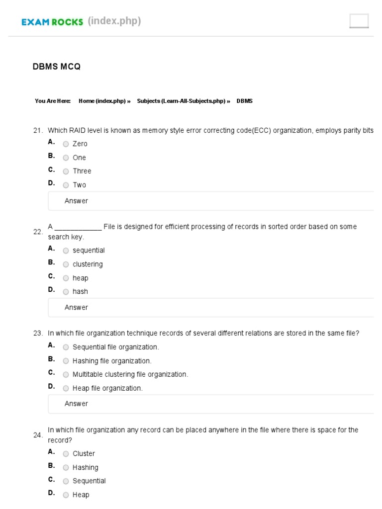 Free Multiple Choice Question of Computer Science, Banking - Examrocks2 ...