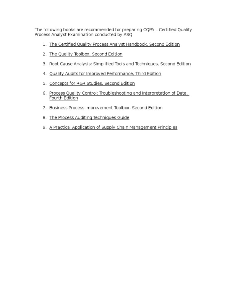 Recommended Books for CQPA Exam Prep | PDF