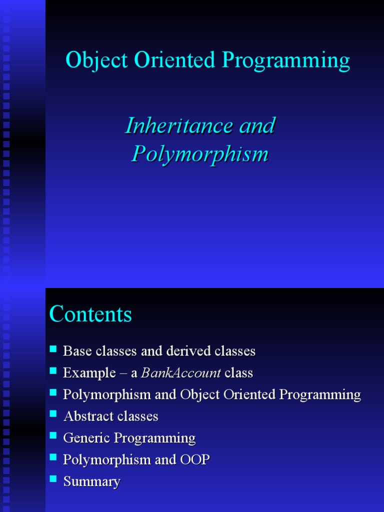 Object Oriented Programming Inheritance And Polymorphism Pdf Method Computer Programming