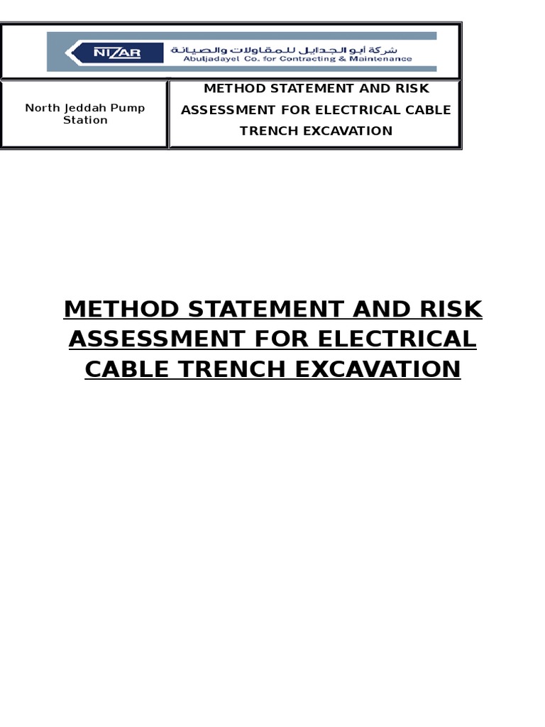 Method Statement and Risk Assessment for Electrical Cable Trench ...