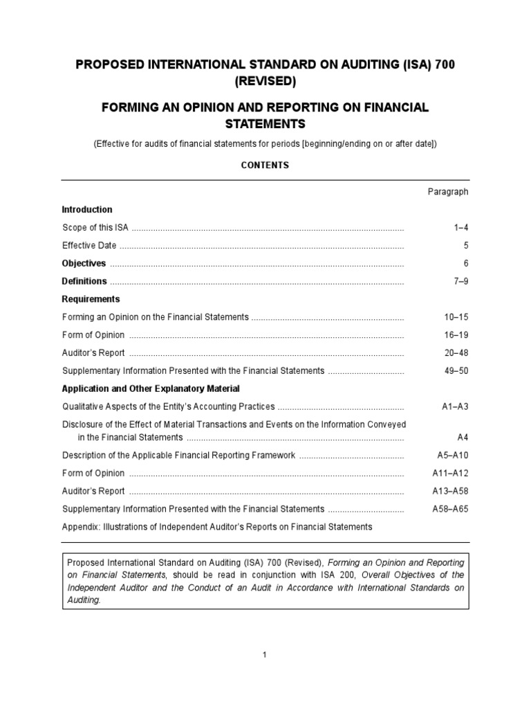 ISA 700 (Revised) - Final | Financial Audit | Auditor's Report