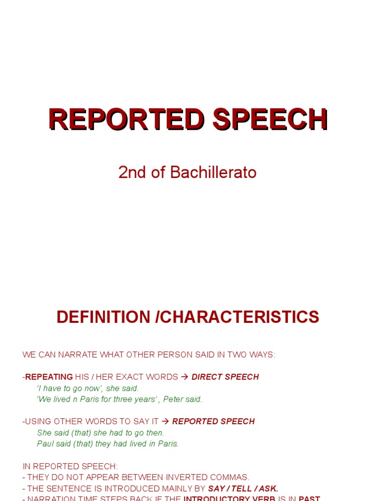 Reported Speech | PDF | Perfect (Grammar) | Question