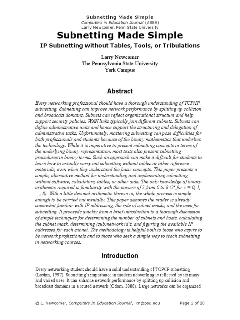 Subnetting Made Simple | PDF | Ip Address | Computer Network