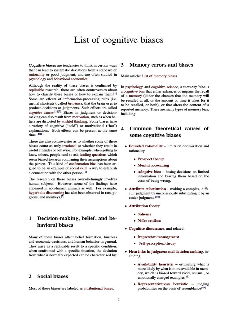 List of Cognitive Biases | PDF | Heuristic | Emergence
