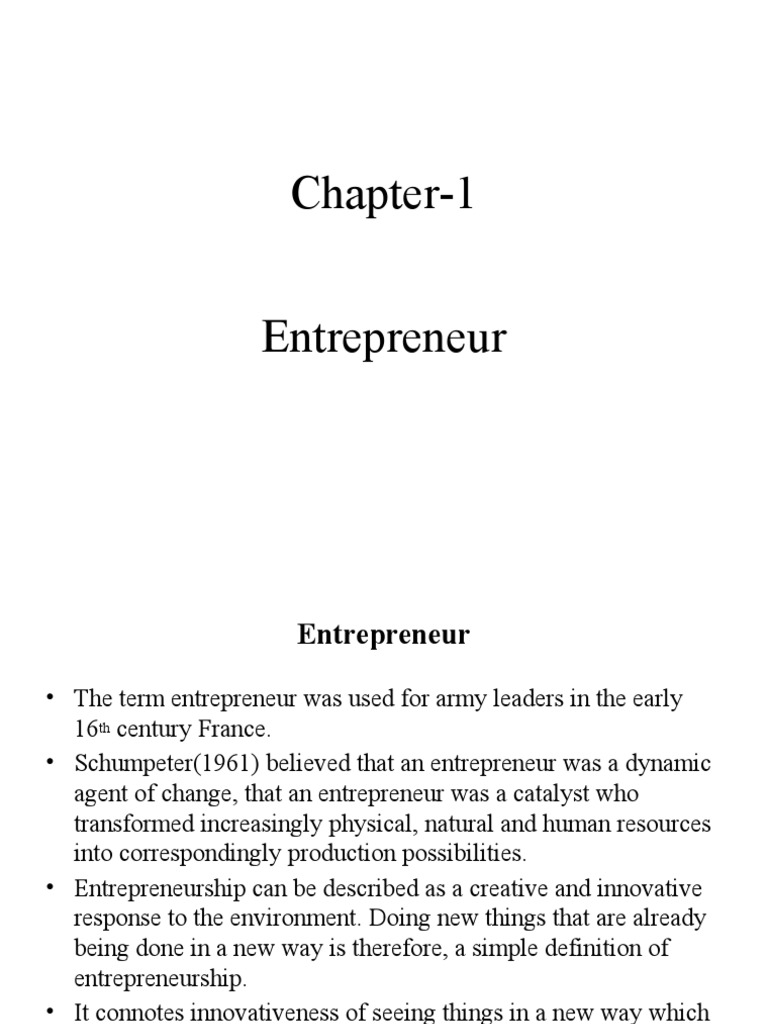 Chapter-1 Entrepreneur | PDF | Entrepreneurship | Innovation