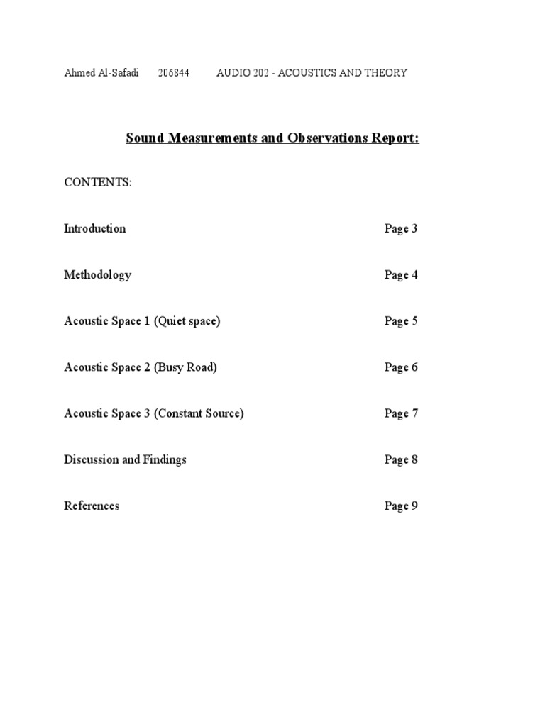 Sound Level Measurement Report | PDF | Acoustics | Sound