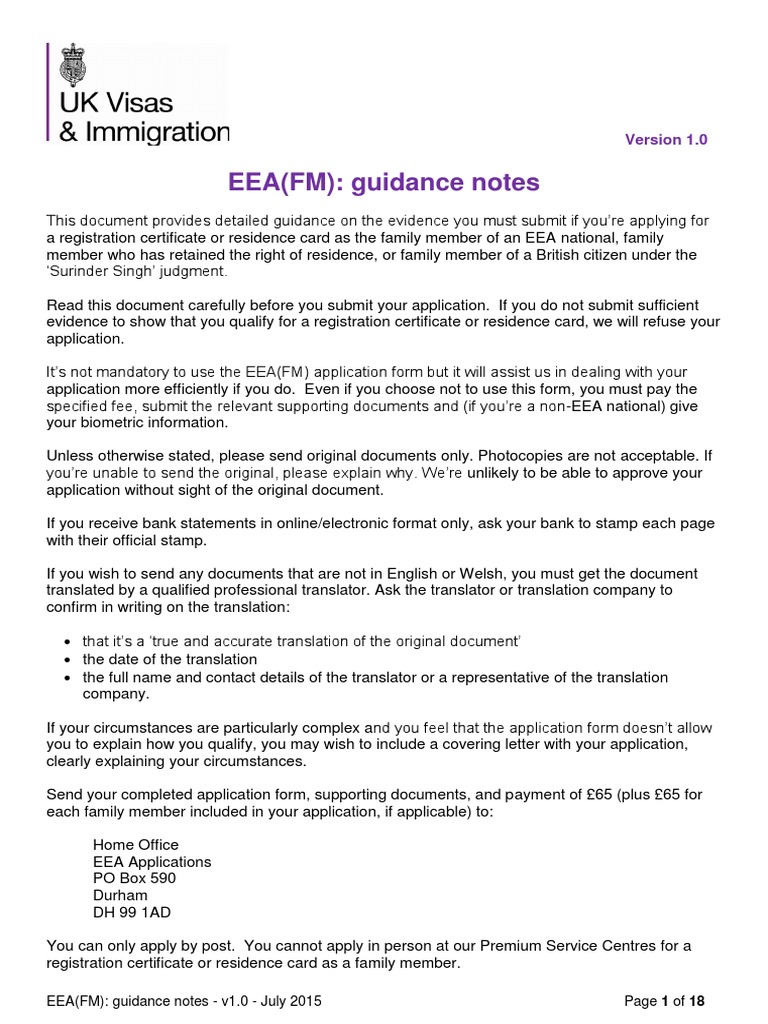 EEA FM Guide-To-supporting-documents v1 | PDF | Identity Document | Receipt