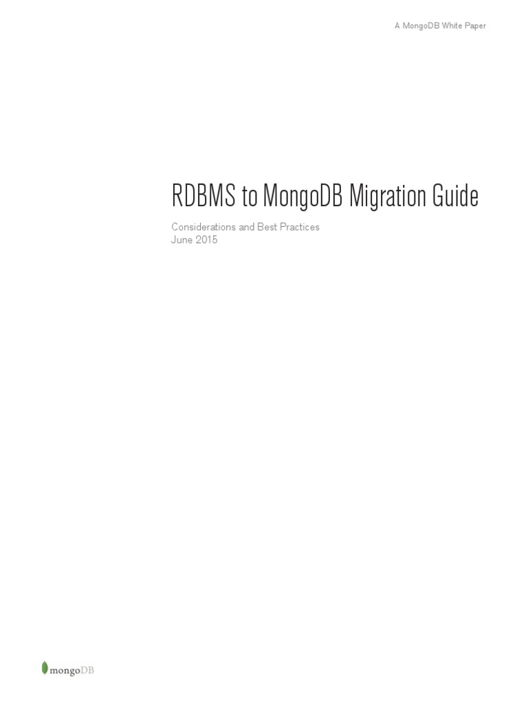 Rdbms To Mongodb Migration Guide Considerations And Best Practices June 2015 Pdf Mongo Db