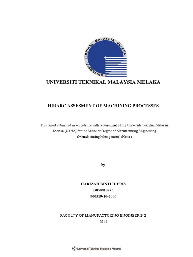 CONTOH REPORT-HIRARC Assesment of Machining Process - 24 Pages | PDF