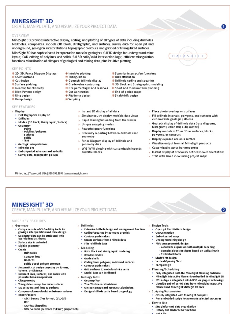 Minesight 3D: Create, Manipulate, and Visualize Your Project Data | PDF | Contour Line | Topography