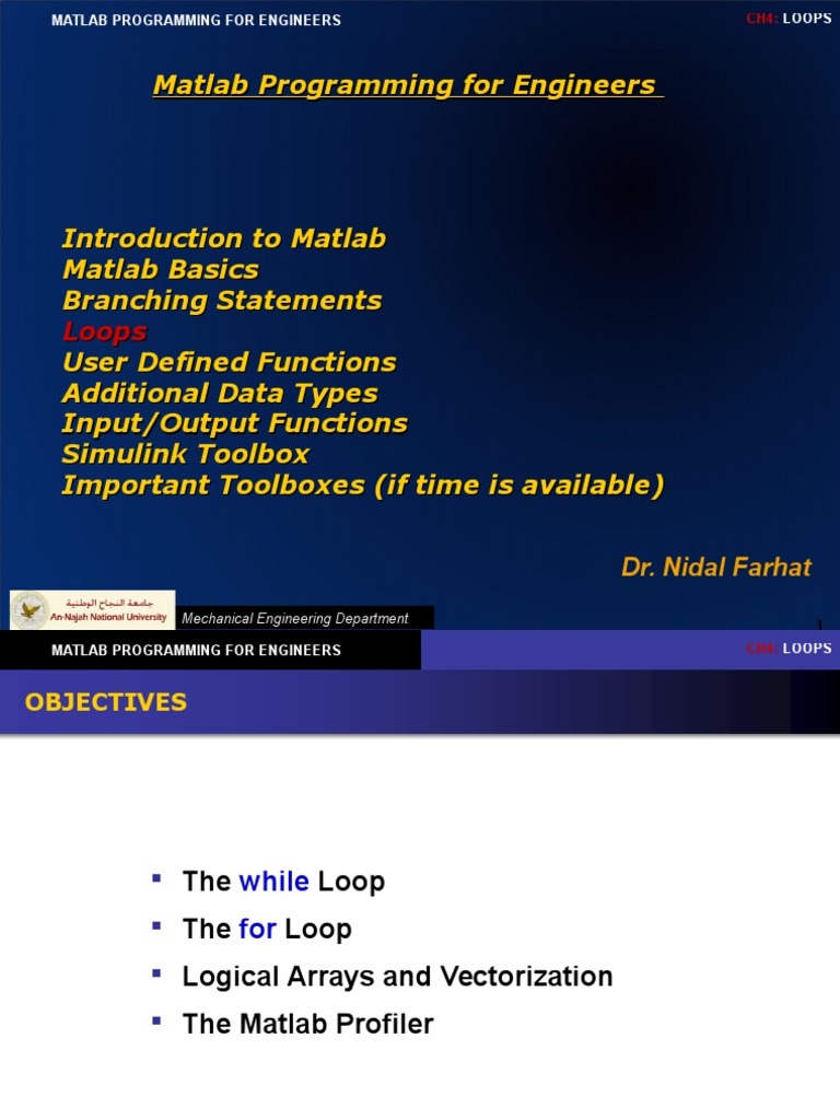 Matlab Programming For Engineers | PDF | Control Flow | Matlab