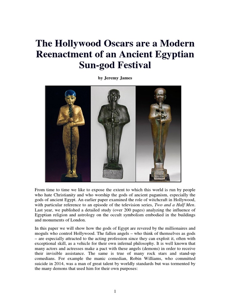 The Hollywood Oscar Symbolizes An Egyptian Sun God | PDF | Osiris ...