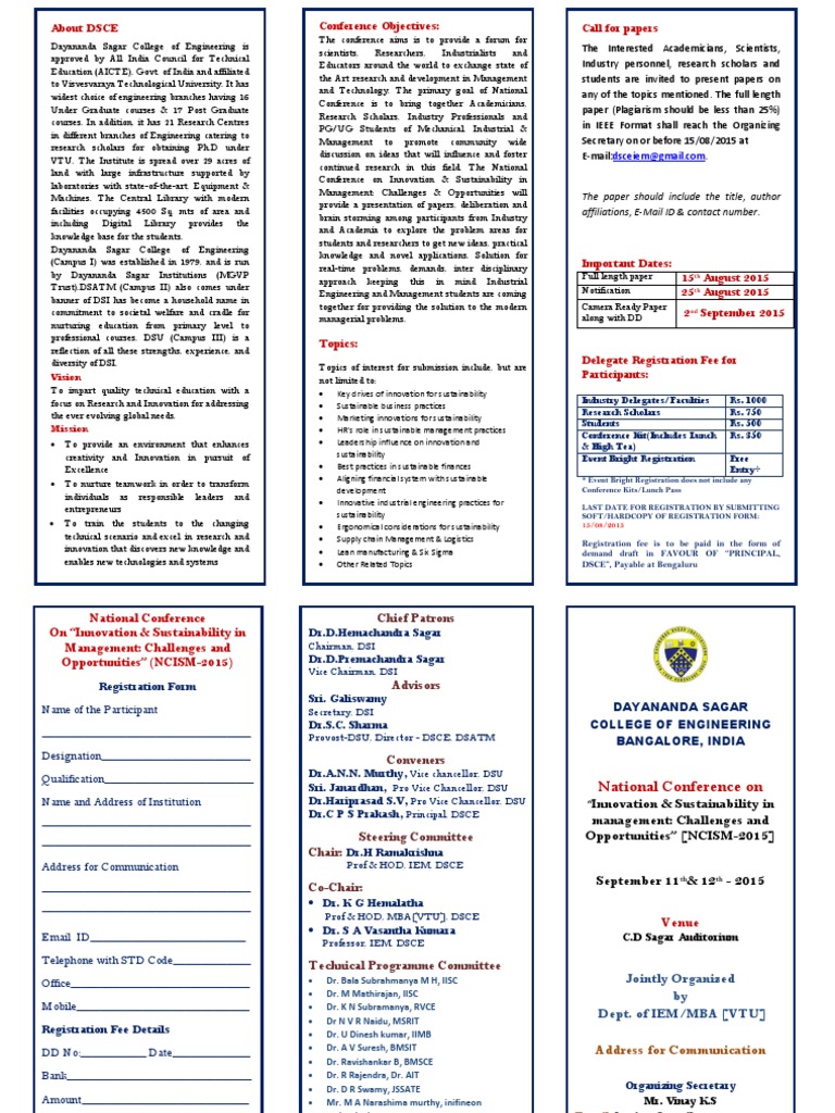 About DSCE Conference Objectives: Call For Papers | PDF | Engineering ...