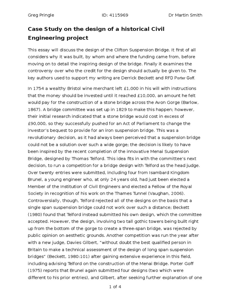 Clifton Suspension Bridge Case Study | PDF | Civil Engineering | Science