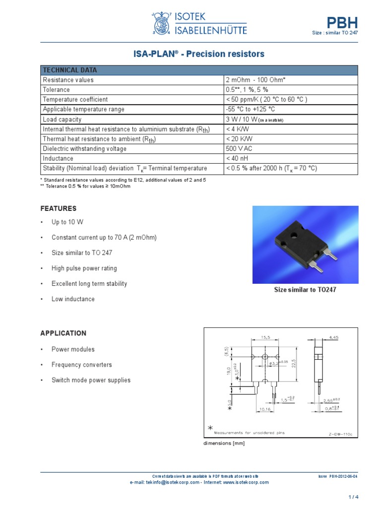 Datasheet PSB r120-1L1 | PDF | Resistor | Electrical Resistance And ...