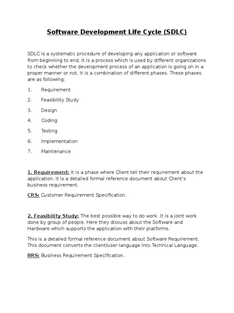 Software Development Life Cycle | PDF | Software Development Process ...