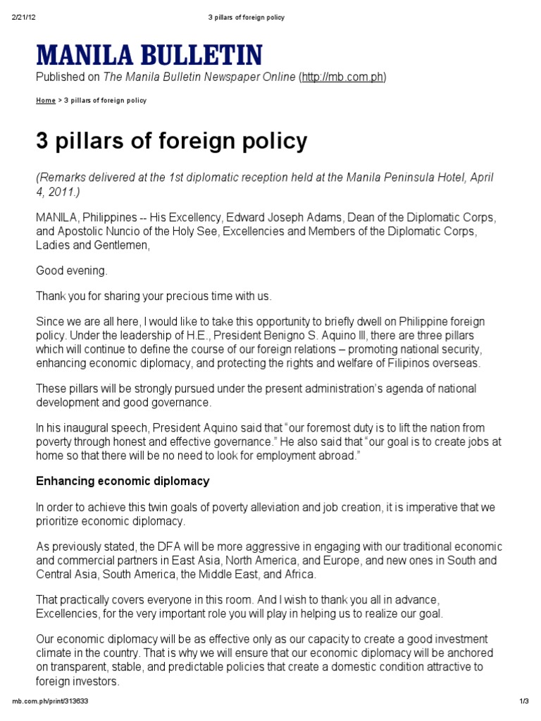 Pillars of Foreign Policy | PDF | Association Of Southeast Asian ...