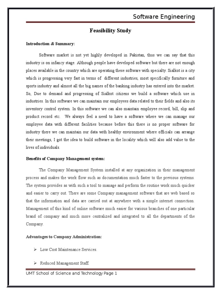 Feasibility Study | PDF | Software Development Process | Reliability ...