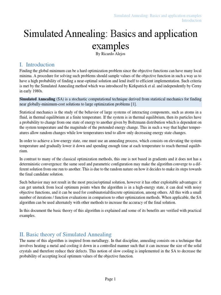 Simulated Annealing: Basics and Application Examples | PDF | Mathematical Optimization | Algorithms