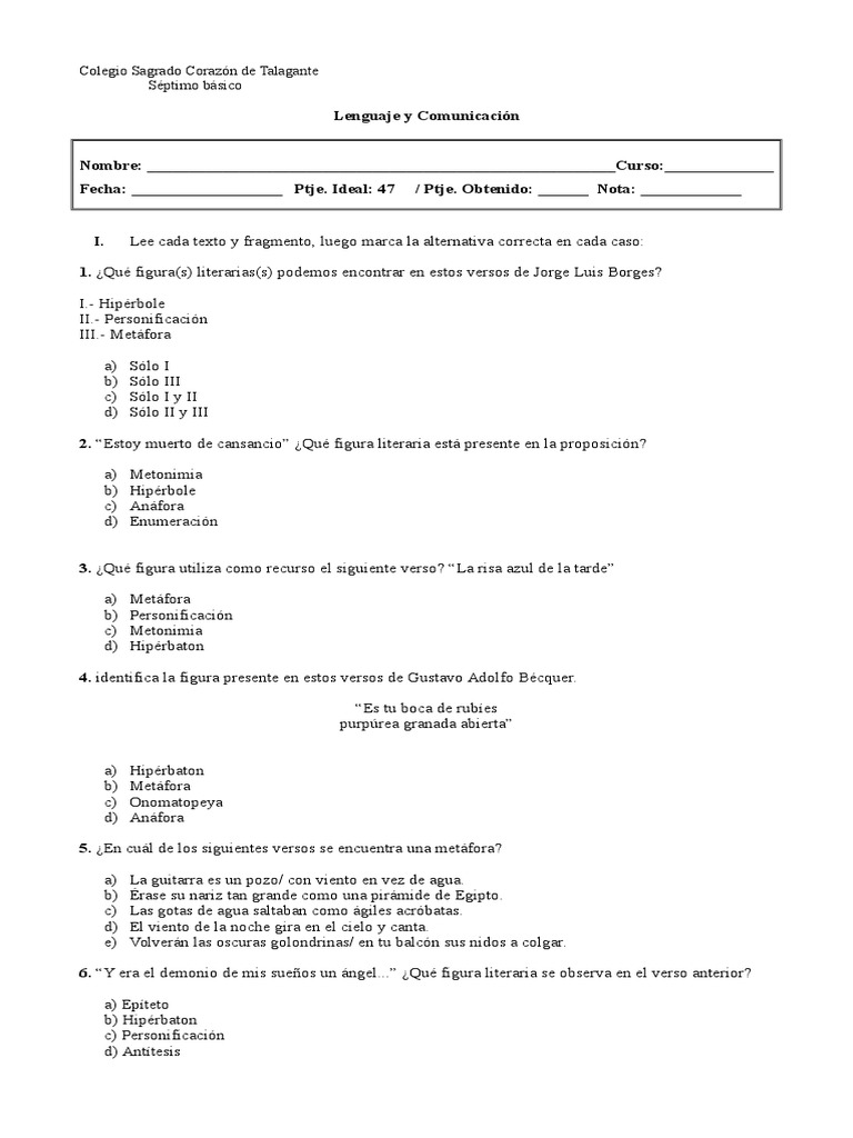 Prueba Poesía Lista | PDF | Rima | Recursos poéticos