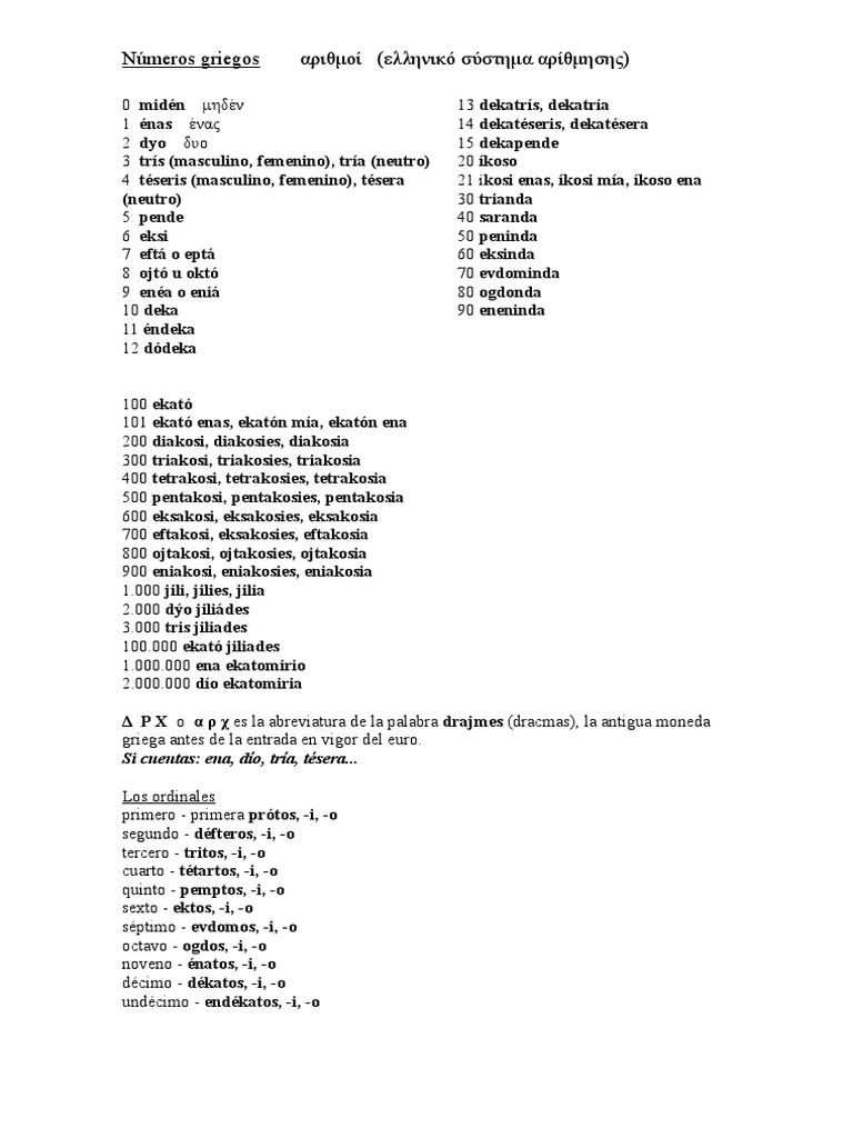 Números Griegos | PDF