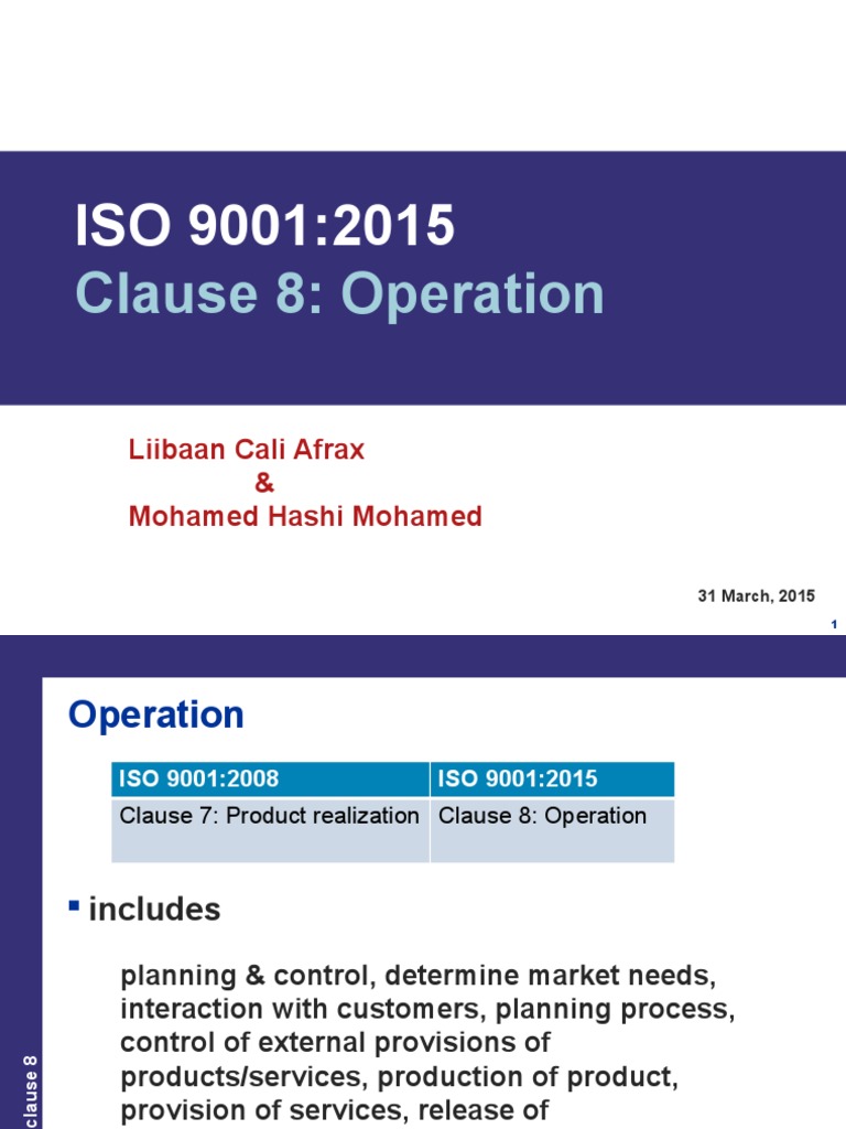 Iso 2015 Clause 8 | PDF | Iso 9000 | Verification And Validation