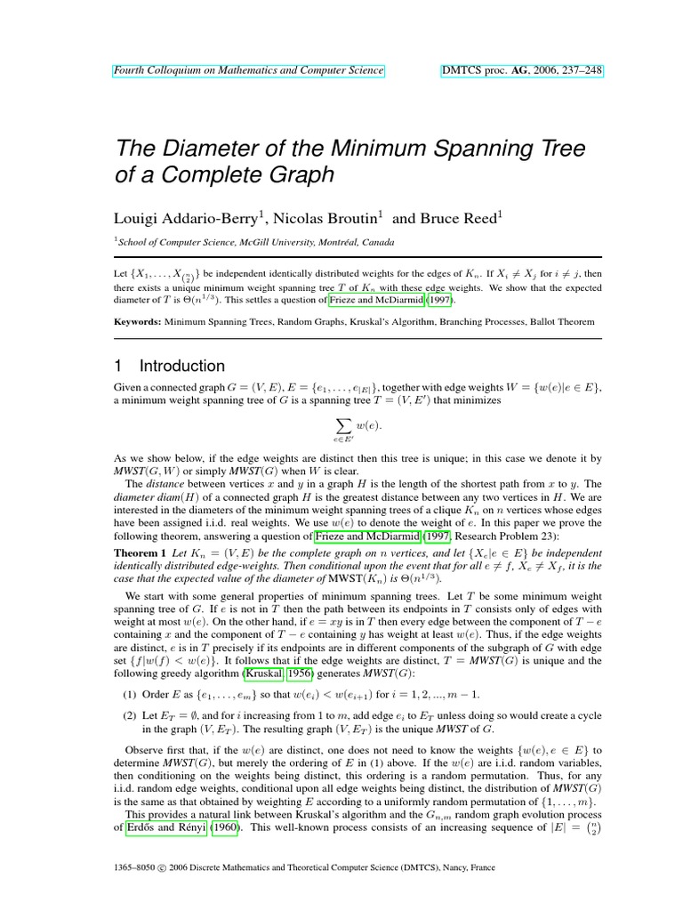 Minimum Diameter Spanning Tree | PDF | Teaching Methods & Materials