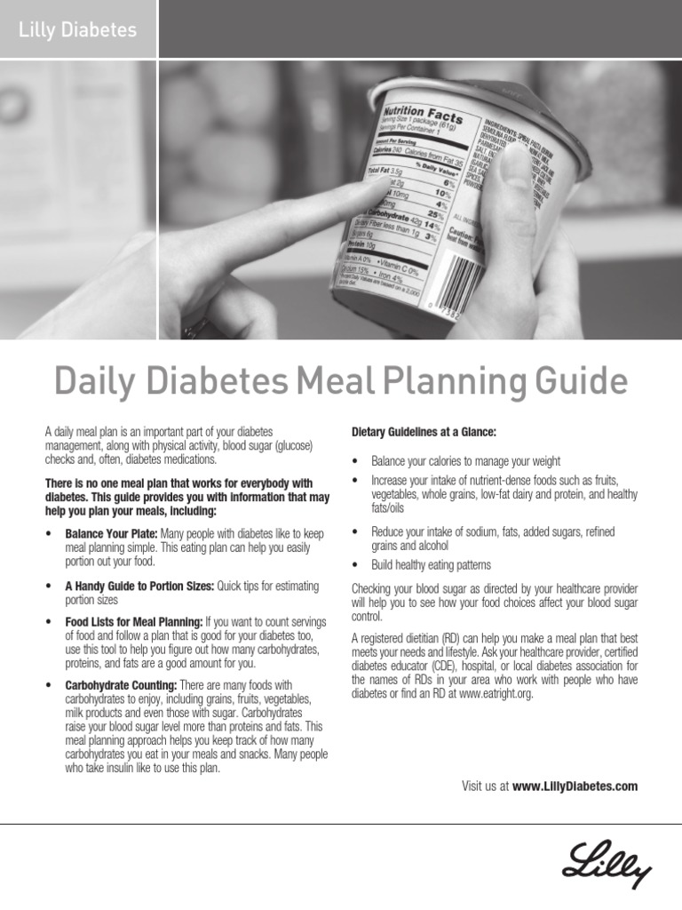 Daily Diabetes Meal Planning Guide Lilly DiabetesWalls