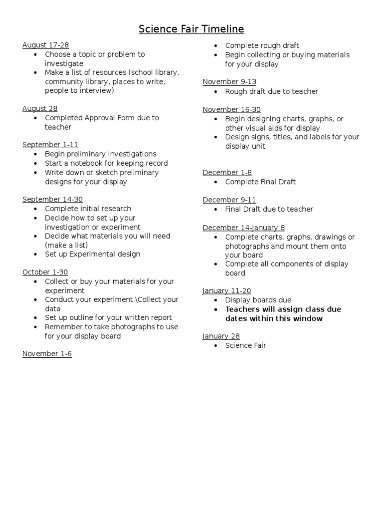 Science Fair Timeline | PDF