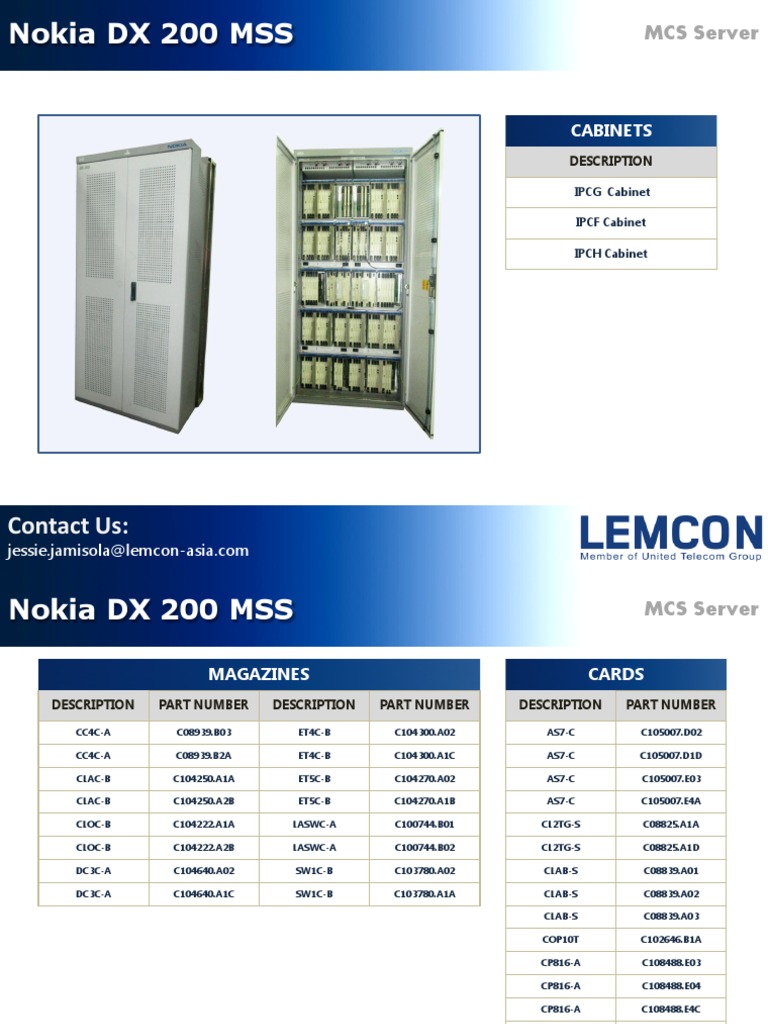 Nokia DX 200 MSS MCS Server Parts | PDF