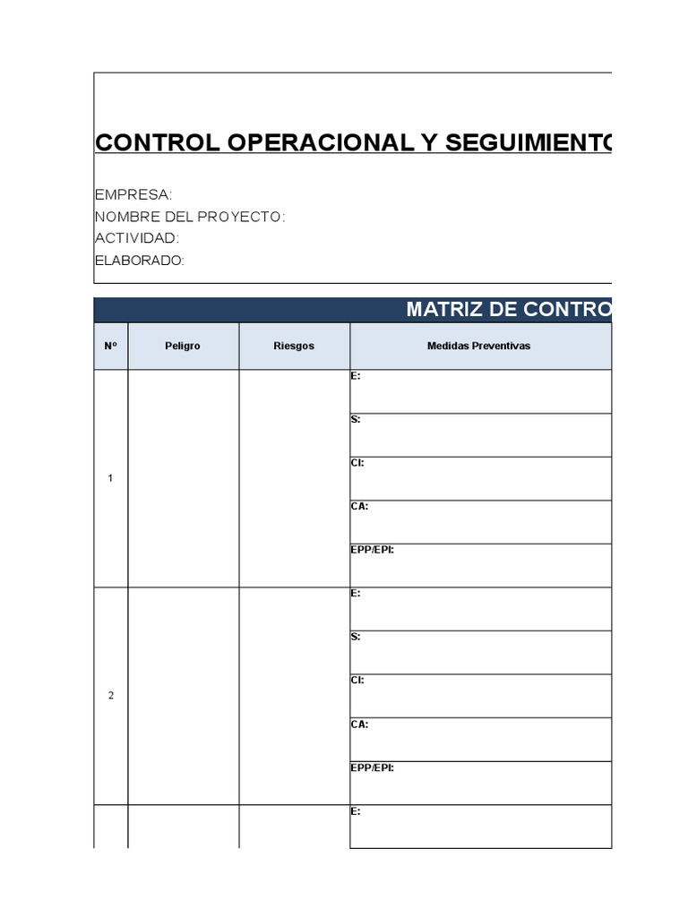 Modelo - Matriz de Control Operacional y Seguimiento-Canal | PDF Modelo - Matriz de Control Operacional y Seguimiento-Canal | PDF