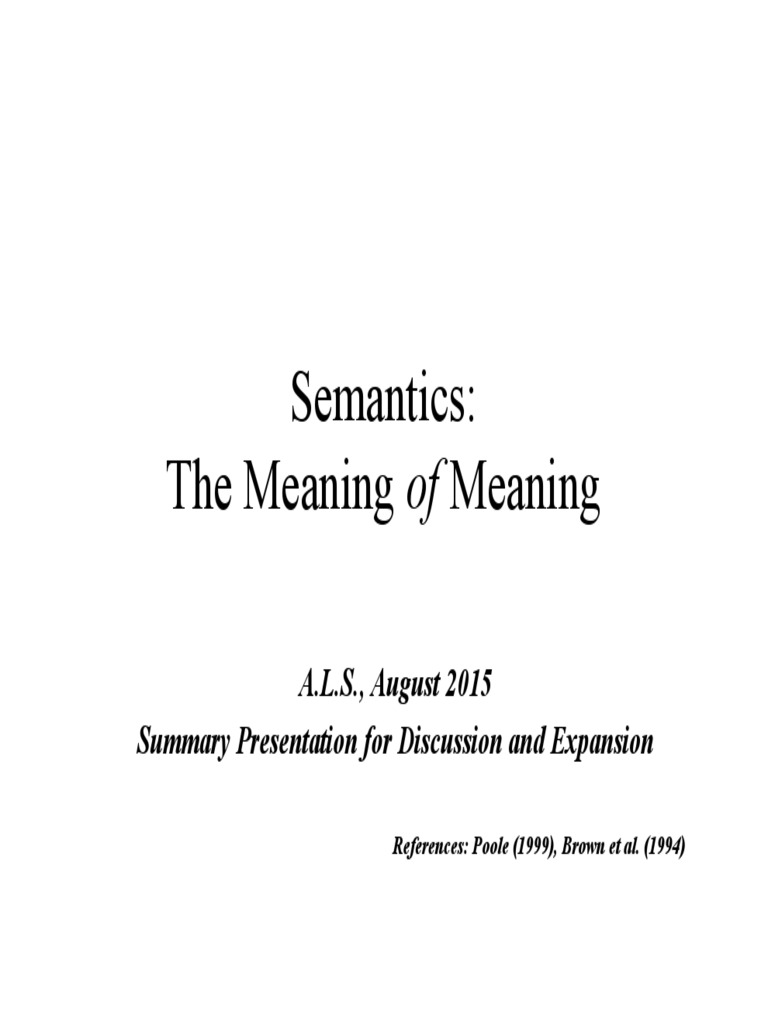 Understanding Semantics: A Summary of Key Concepts Regarding the Meaning of Meaning | PDF ...