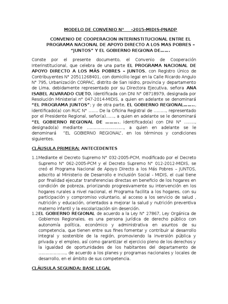 Modelo de Convenio Juntos | PDF | Privacidad de la información | Gobierno