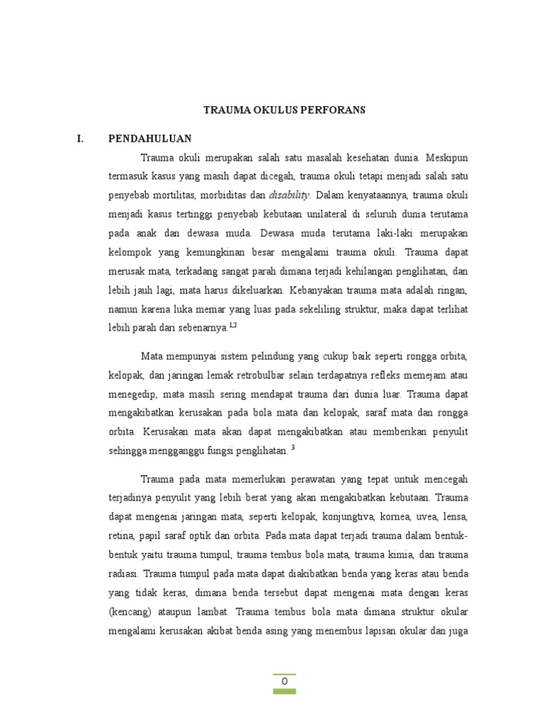 Trauma Okuli Perforans dan Dampaknya | PDF