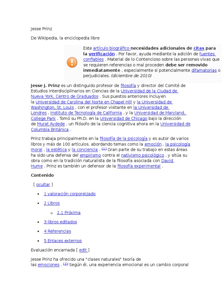 Jesse Prinz: Filosofía de la Emoción | PDF | Temor | Las emociones