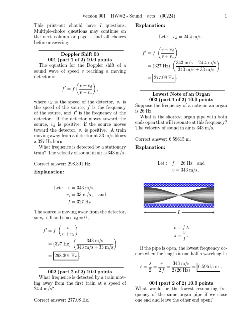 Physics Sound Wave Problems | PDF | Waves | Resonance